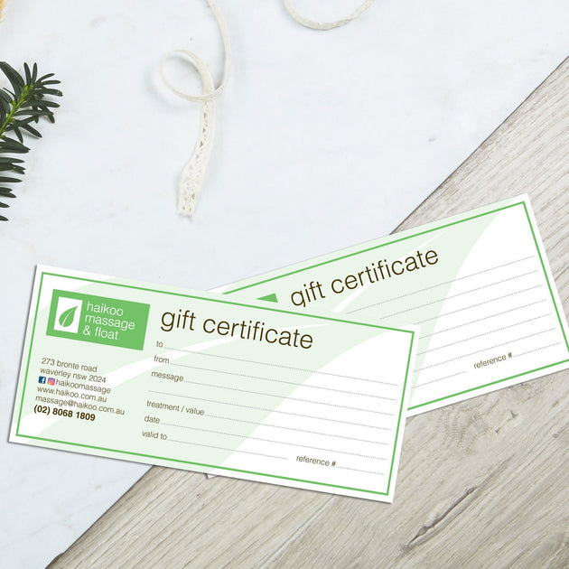 Float Gift Vouchers via Post – Haikoo Massage and Float